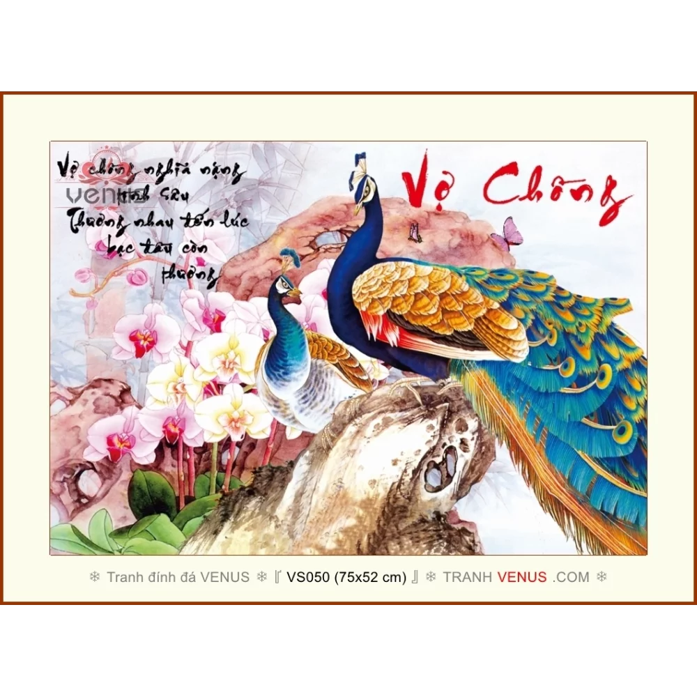 VS050 » Tranh đính đá Vợ Chồng » rộng 0.75m » cao 0.52m (⭑ kích thước nhỏ)